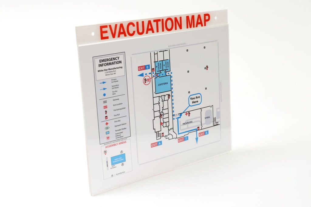 Acrylic Evacuation Map Holder with Label - Building Maps
