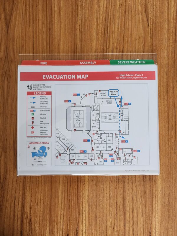 Tabbed Cardstock Safety Maps with Acrylic Holder